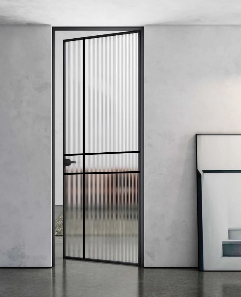 Slimline Single French Door with Door Jamb Reeded Glass (SWA32R ...
