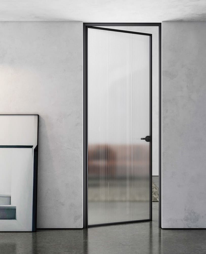 Slimline Single French Door with Door Jamb Reeded Glass (SW10R) – Ideal ...